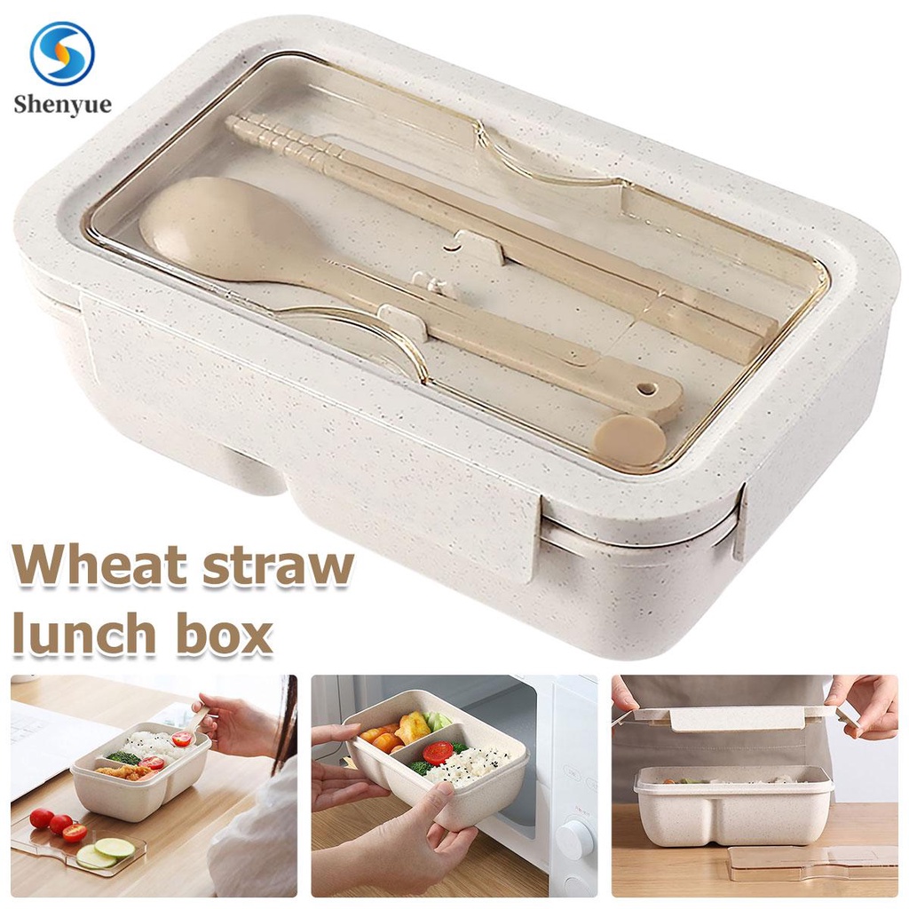 850ml Wheat Straw Lunch Box Japanese Bento Box with Spoon and ...