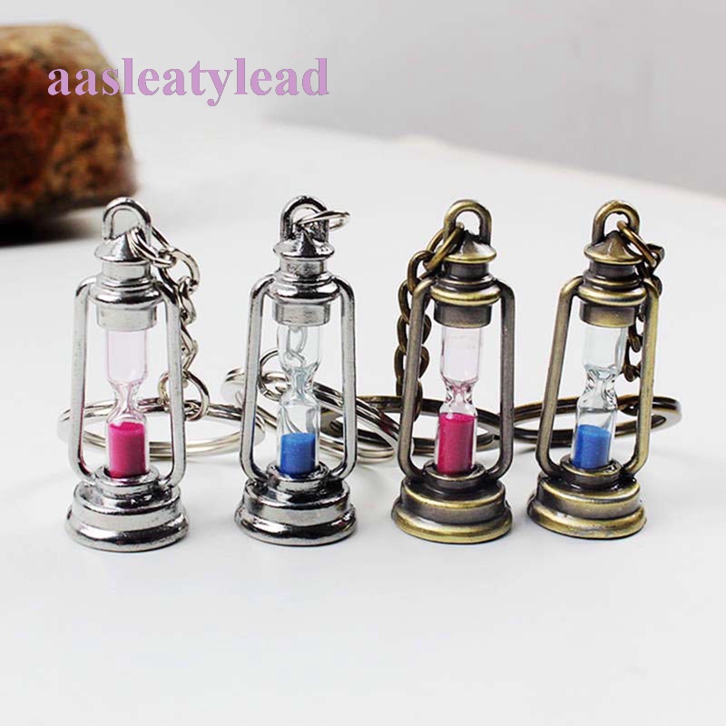 Aasleaty New Cute Metal Lamp Shape Timer Hourglass Key Chain Lantern ...