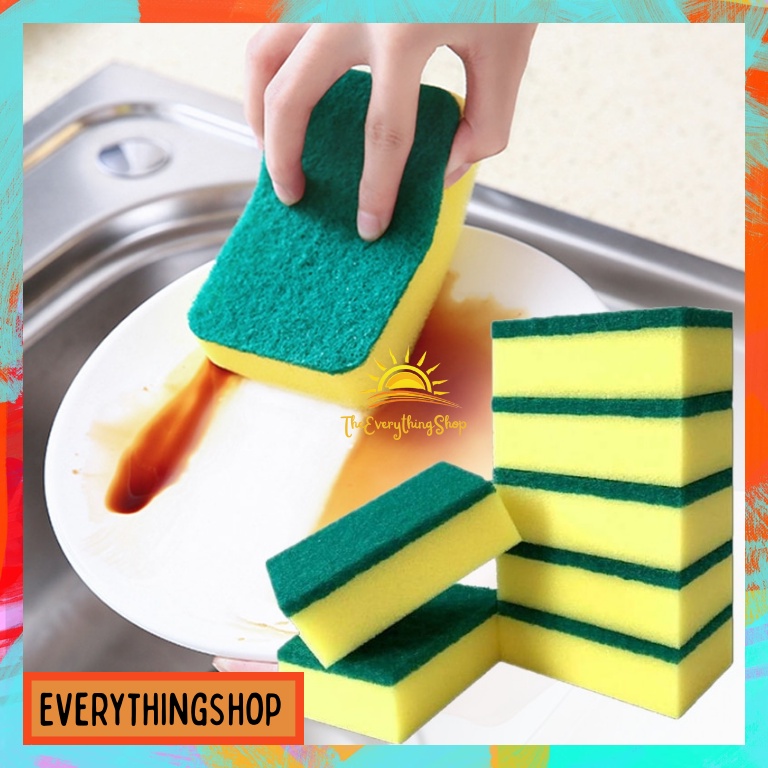 1/5pcs Sponge Dishwashing Multipurpose Cleaning Scrub Kitchen Dish ...