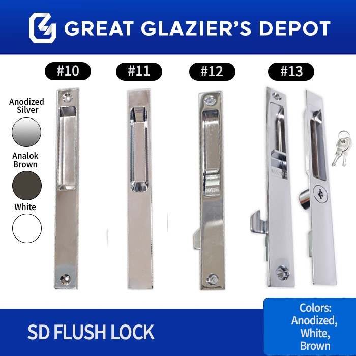 SD Flush Lock #10 #11 #12 #12-13 Anodized Brown White for SD Aluminum ...