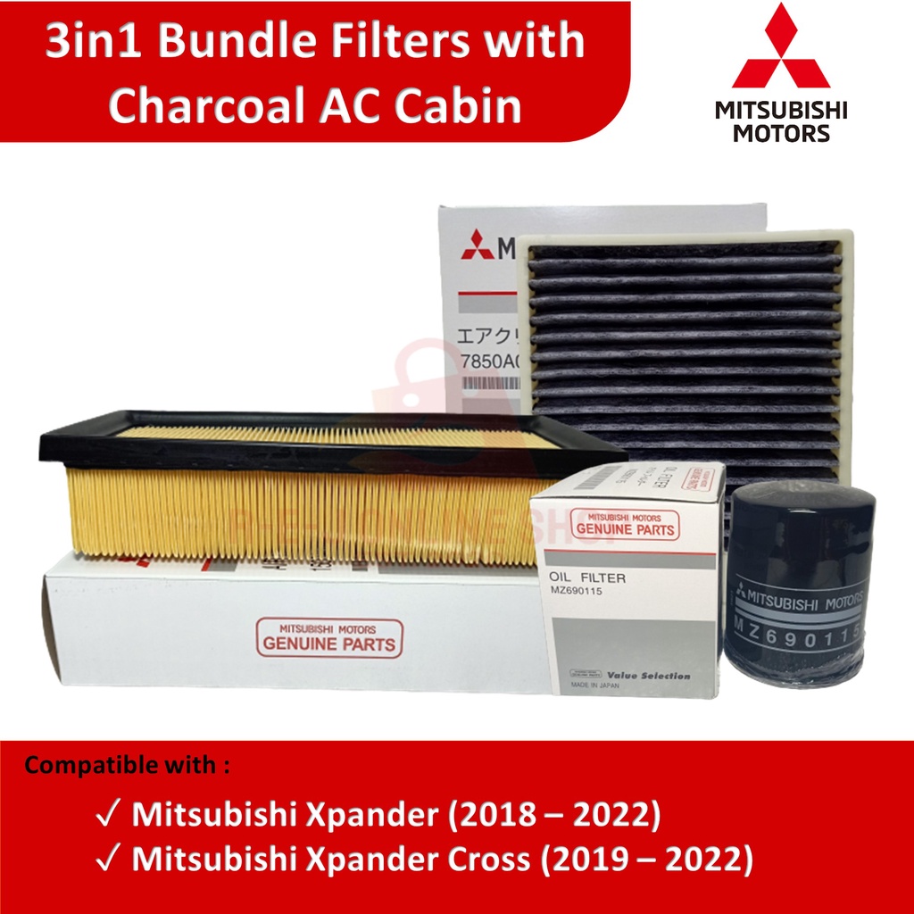 3in1 Bundle Filters with Charcoal AC Cabin For Mitsubishi Xpander ...