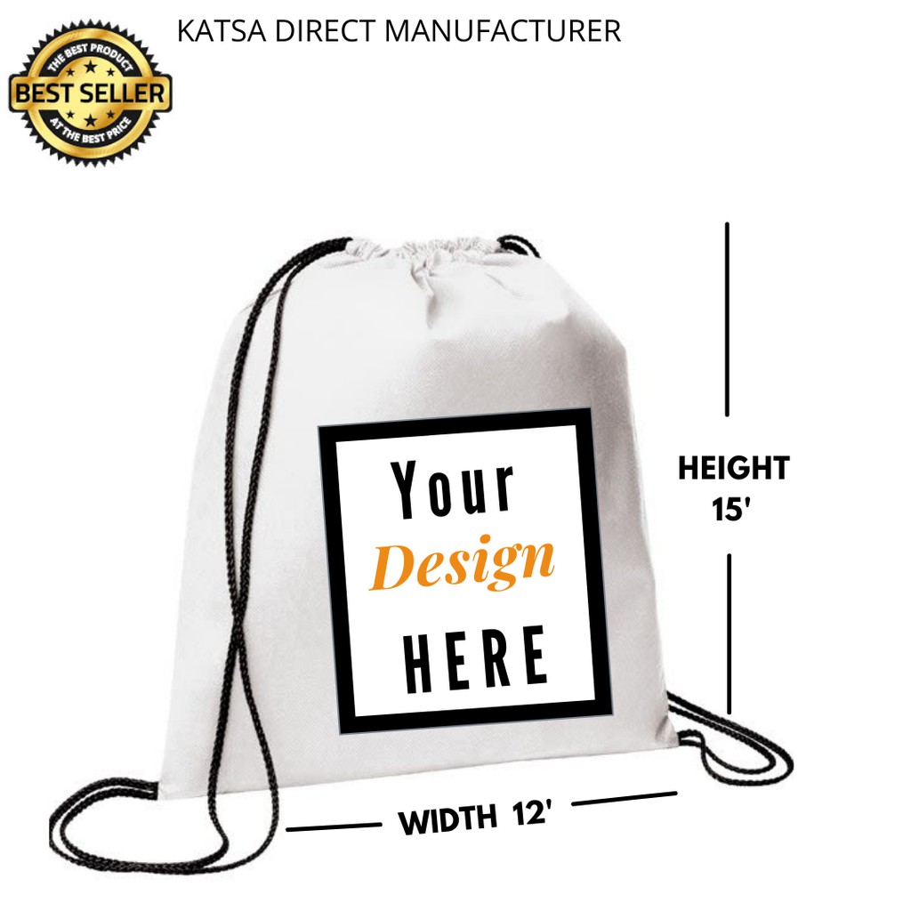 Customized Drawstring Bag Katsa Canvas Knapsack High Quality | Shopee ...