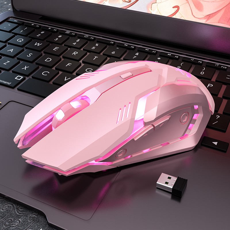 Bluetooth Wireless Cute Girl pink Mouse Silent Rechargeable Gaming ...
