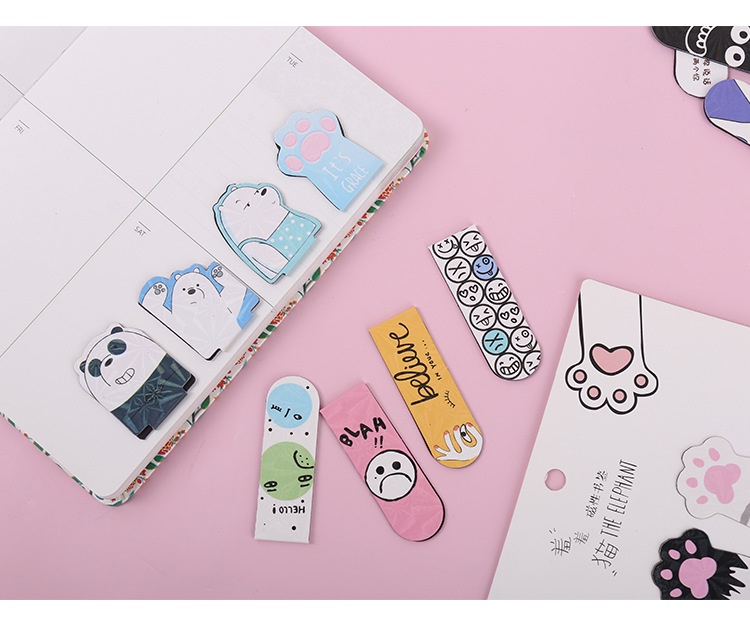 4/6pcs Cute Magnetic Bookmarks Cartoon Students with Simple Literary ...