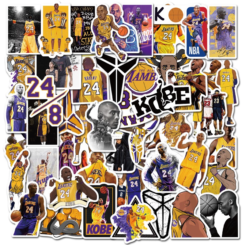 50PCS NBA Basketball Player Kobe Bryant Mamba Waterproof Sticker ...
