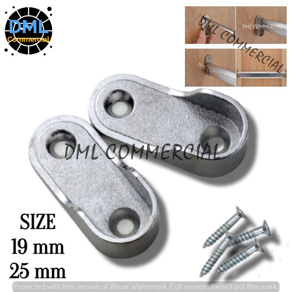 (DML-0447) 2 PCS Oval Flange For Hanging Clothes Rod Holder (19MM/25MM ...