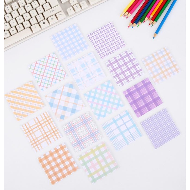 Checked Stripes Cute Post-It Notes Small Emotional Student Memo Paper ...