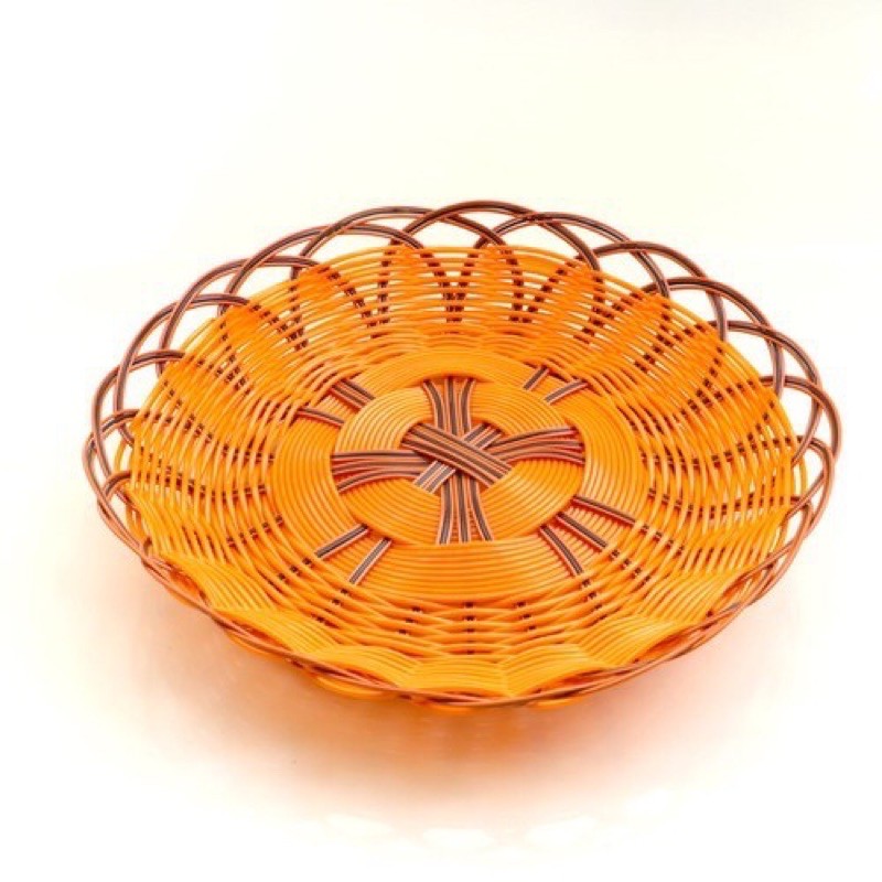 Shallow round plastic rattan basket (24 and 27cm) | Shopee Philippines