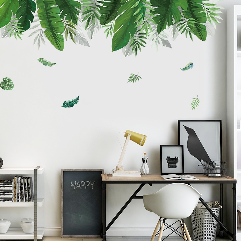 Green Plants Wall Sticker Rainforest Tropical Palm Leaves Art Wall