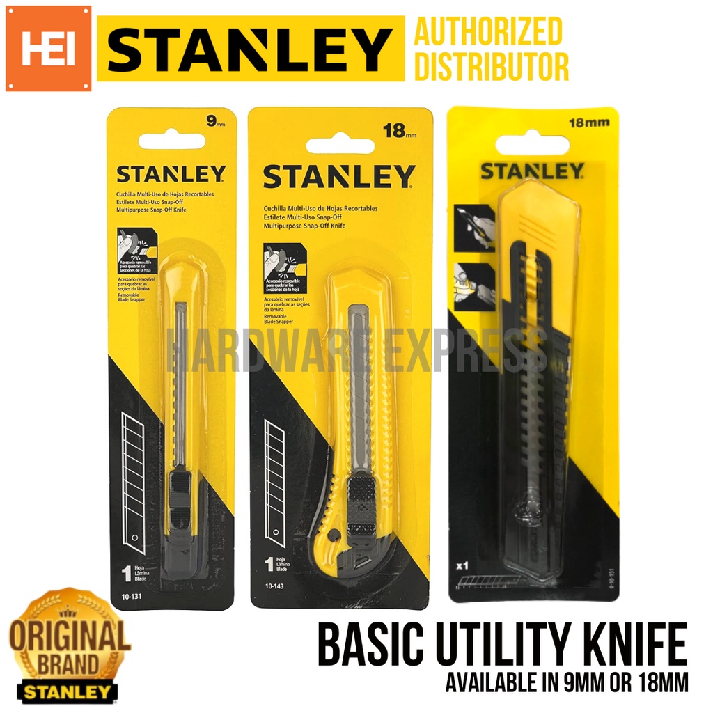STANLEY 9mm or 18mm Utility Knife Retractable Cutter 10-131 / 10-143 / 10-151 | Shopee Philippines