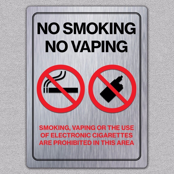 Metal No Smoking Vaping Notice Tin Sign Brushed Aluminium | Shopee ...