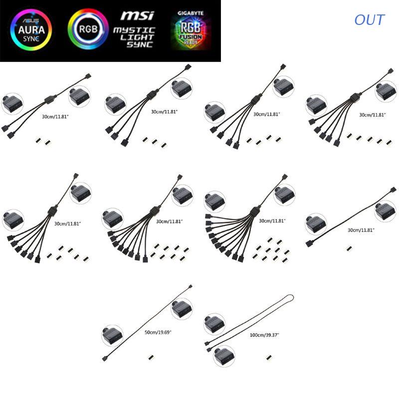 OUT 12V 4Pin RGB Splitter CPU Cooler Extension Cable PC Fan Power Cable ...