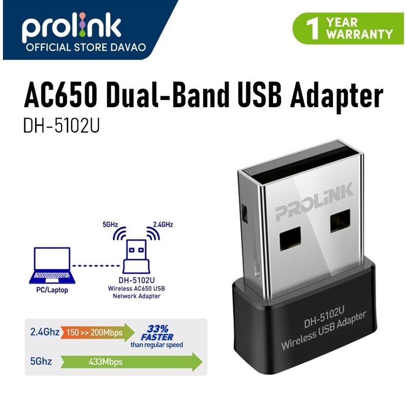 PROLiNK DH-5102U AC650 ac11 Wireless MU-MIMO dual-band Nano USB Adapter | Shopee Philippines