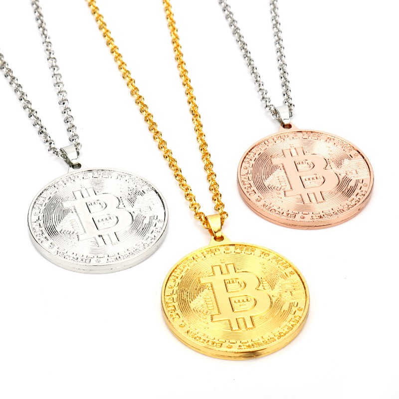 Bitcoin ancient Roman coin necklace creative letter clavicle chain ...