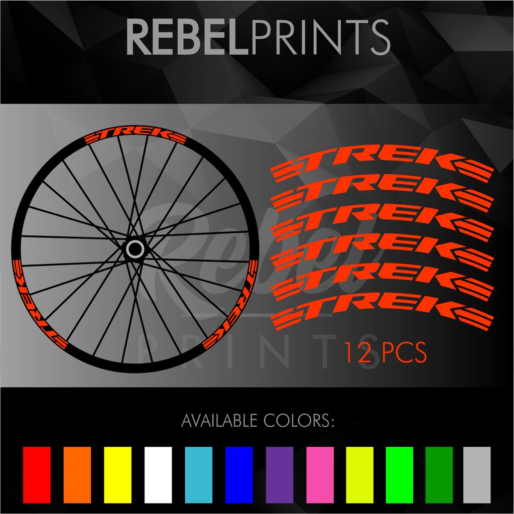 TREK Wheel Rim Sticker Decals Vinyl for Mountain Bike and Road Bike ...