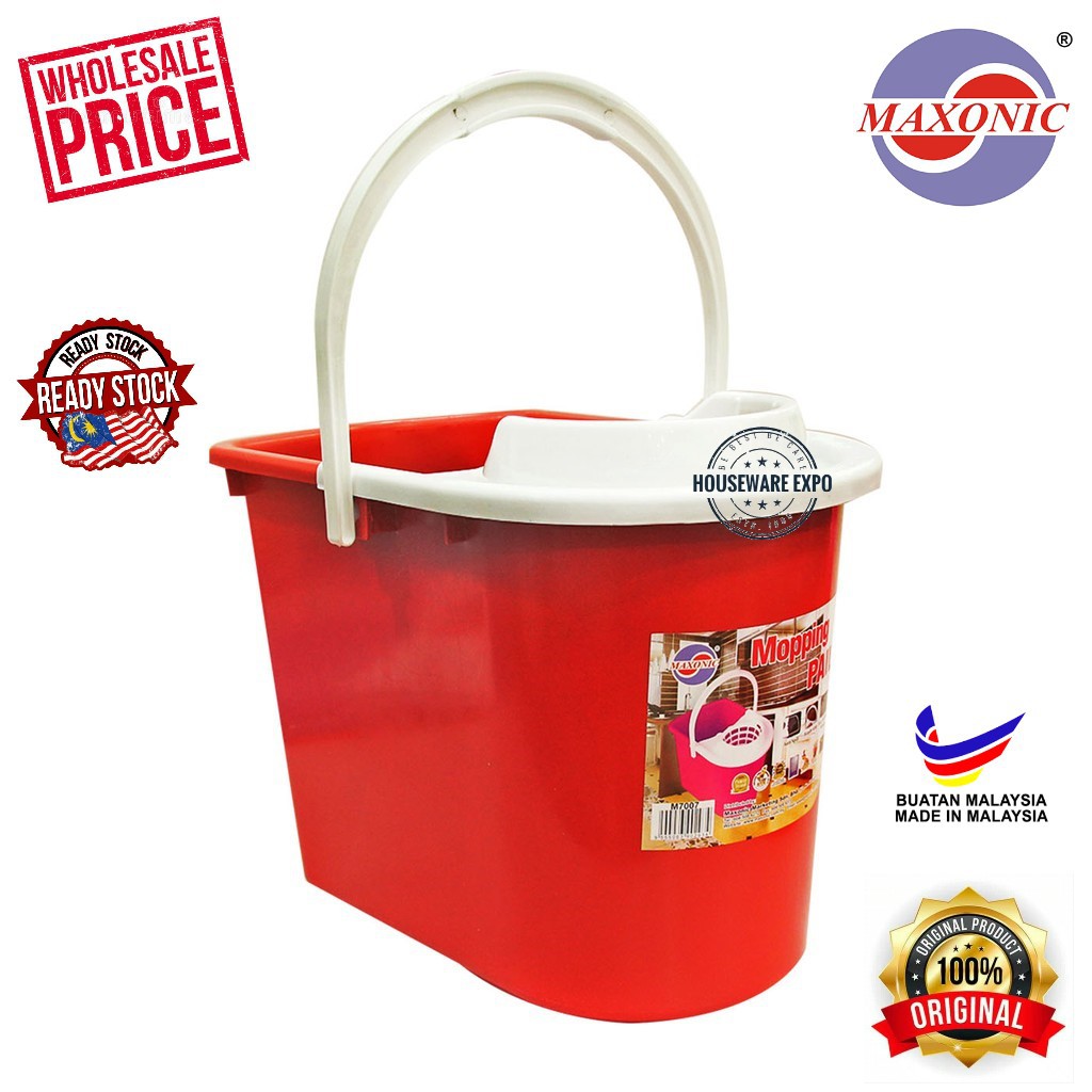 Maxonic Plastic Mop Pail Strainer With Wheels / Tong Mop / Mopping Pail ...