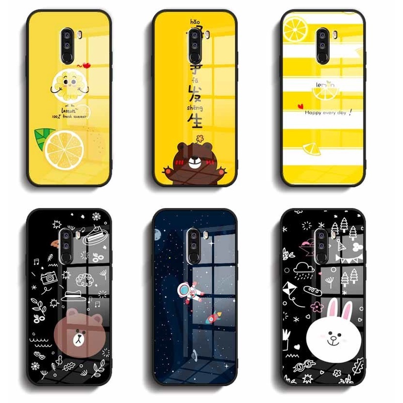 Glass Casing Xiaomi Pocophone POCO F1 Tempered Glass Case Hard Back ...