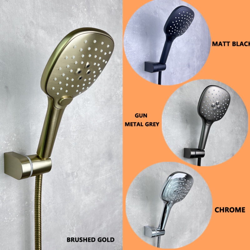 3 Functions Hand Shower ABS Plastic Brushed Gold Metal Grey Matt Black ...
