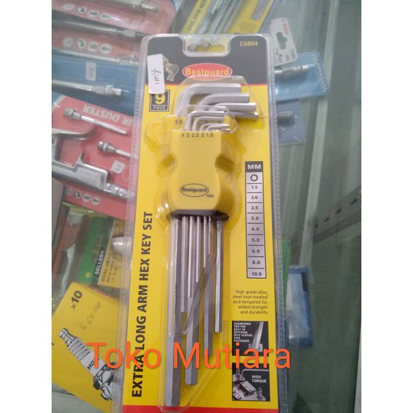 Saleee L Key set Extra Long Hex Key Bestguard C6804 9 pcs | Shopee ...