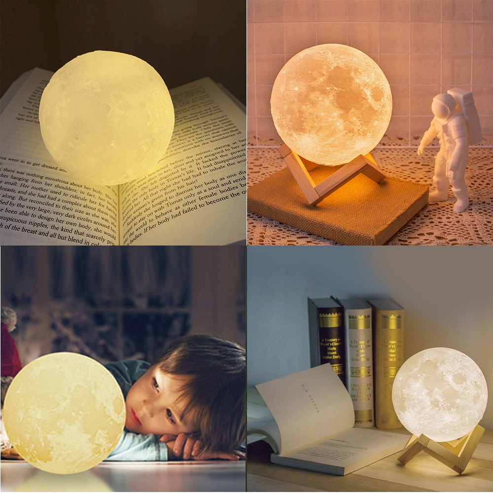 3D Moon Night Light Lunar Lamp Lighting Touch Control Moon Lamp ...