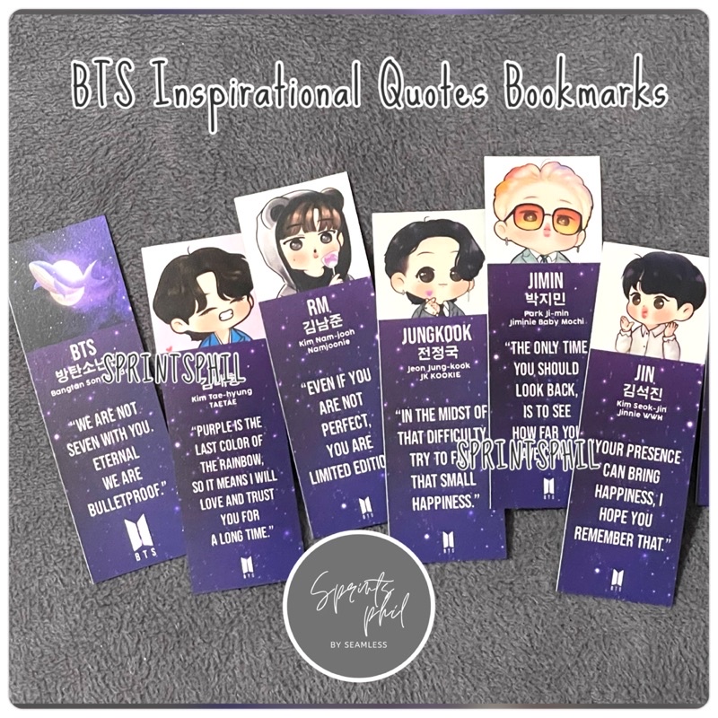 B T S BIAS WHALIEN INSPIRATIONAL QUOTES MATTE BOOKMARKS CARDSTOCK WATER ...