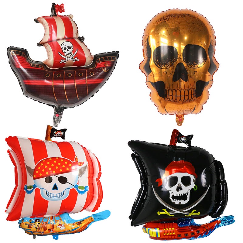 Discount 10/30/50 Pieces Pirate Ship Skull Foil Helium Balloon Pirate ...