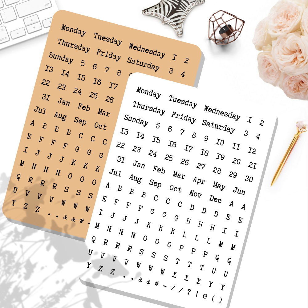 Typewriter Month & Alphabet Sticker Sheet | Retro Style Journal Planner ...