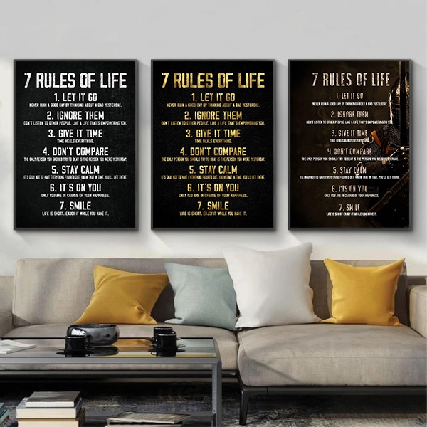 7 Rules of Life Inspirational Quotes Canvas Paintings Posters Prints ...