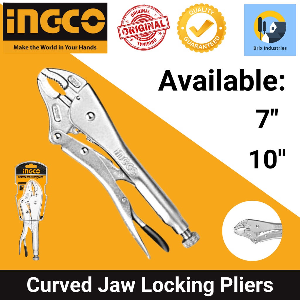 Ingco Curved Jaw Locking Pliers 7'' or 10'' HCJLW0207 HCJLW0210 Vise ...