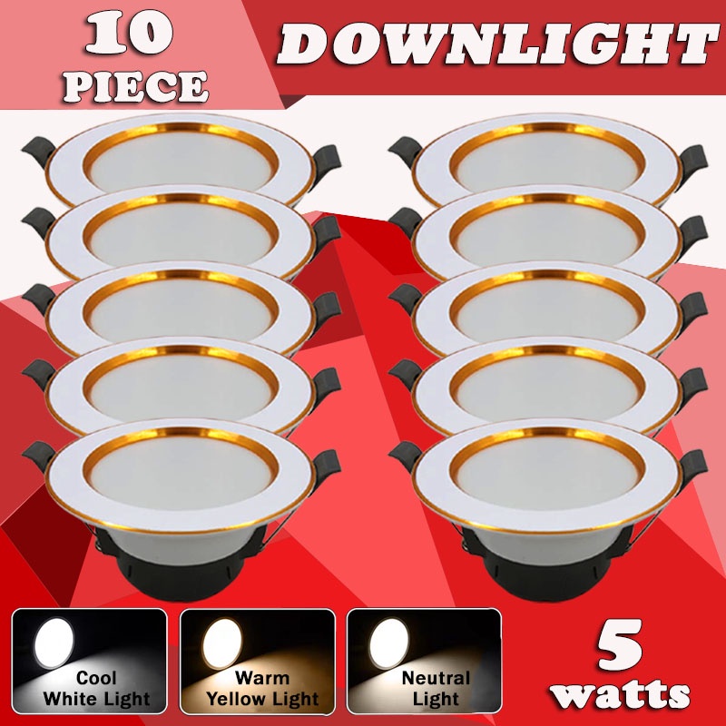10 Pieces Of 5watts LED Downlight 3-Temperature Color Changing Energy ...