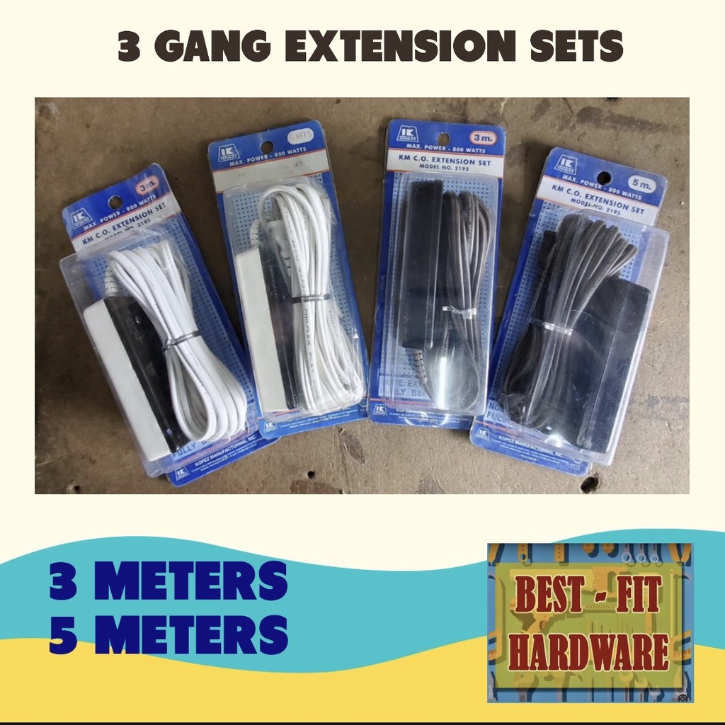 KOPEZ LOCALLY MANUFACTURED Q-0375 - 15A EXTENSION CORD SETS 3-GANG KM ...