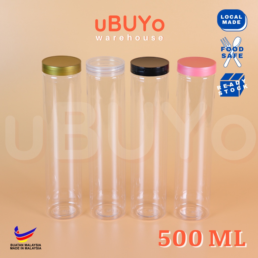 500ml Plastic Jar + Airtight Stopper - High Jar Long Jar Kuih Raya Jar ...