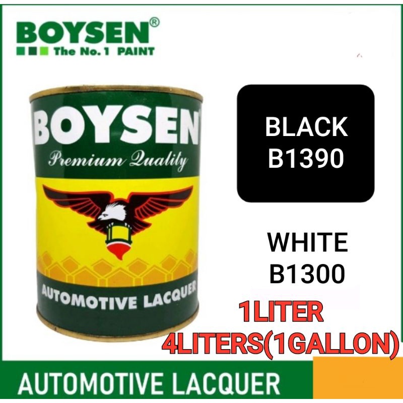BOYSEN AUTOMOTIVE LACQUER WHITE B1300, BLACK B1390 HIGH GLOSS LITER,GALLON PINTURA SA KAHOY ...