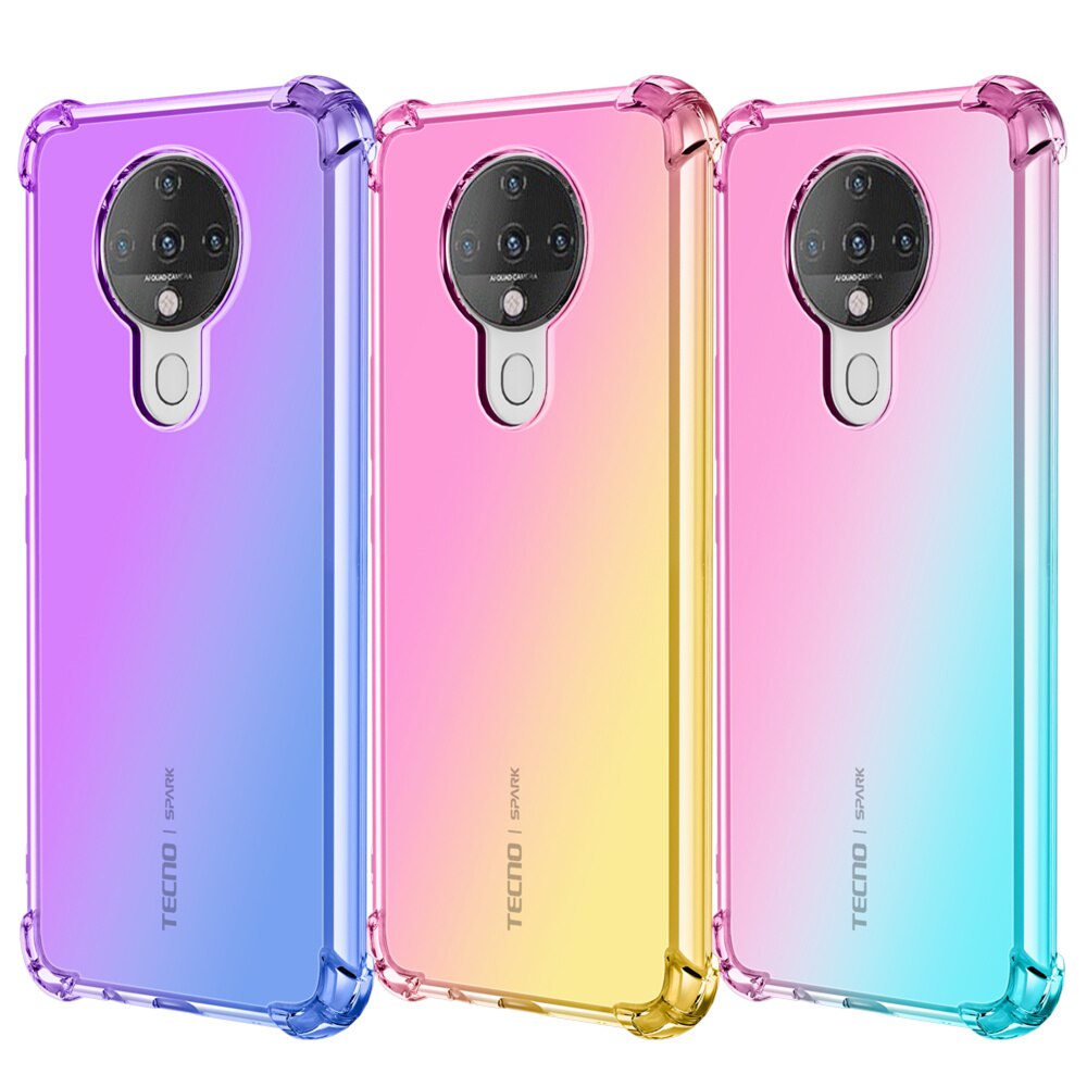Techno Spark 6 GO 5 4 Camon 12 15 Air Gradient Transparent TPU Soft ...
