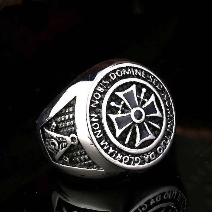 Men Punk Rock Ring Knights Templar Cross Freemason Masonic Ring Vintage ...