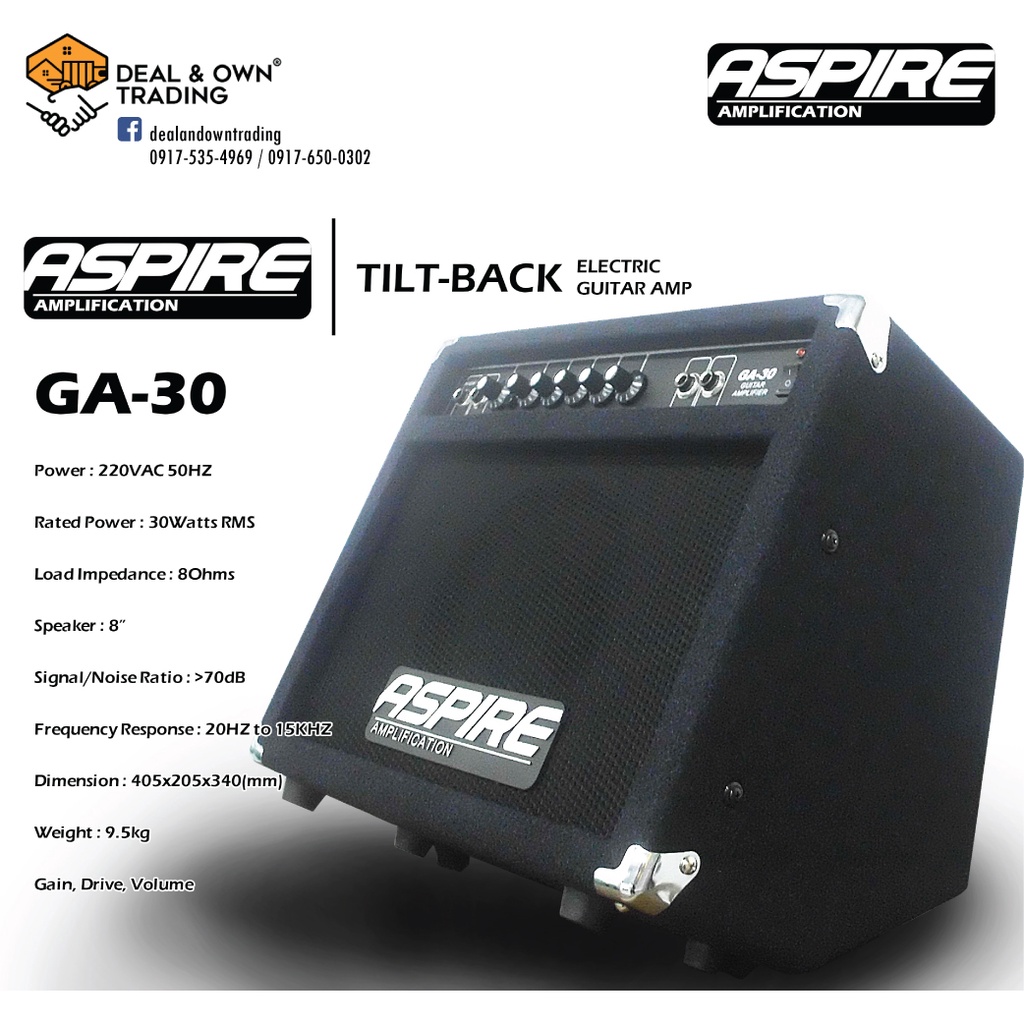 Aspire GA-30 30Watts w/ Overdrive Electric Guitar Amplifier | Shopee Philippines