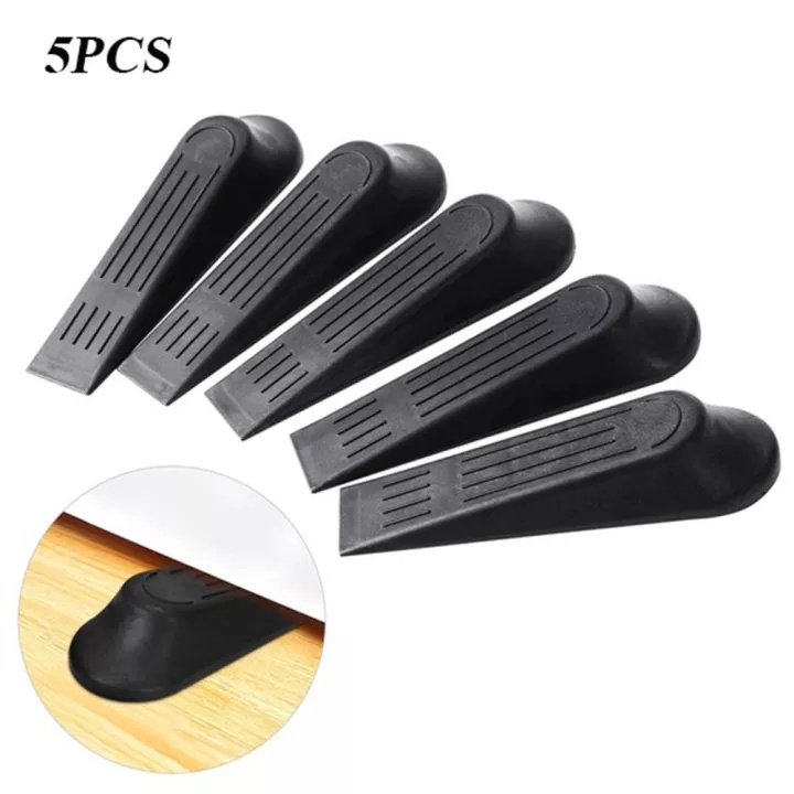 5PCS Black Door Stops Stoppers Wedges Block Holder Buffers Safe Door ...