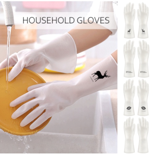 House Cleaning Long Sleeve Rubber Gloves Kitchen Wash Dishes ...