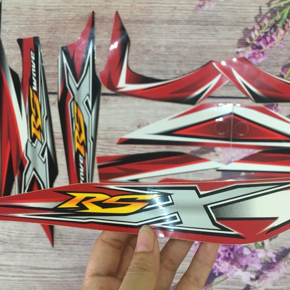 Complete set of red WAVE RSX stickers to refurbished motorbikes like ...