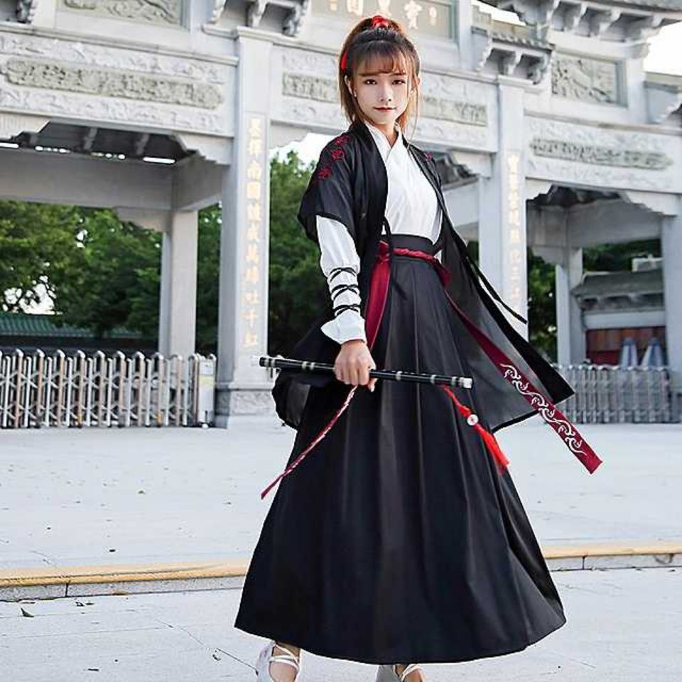 Tik Tok Chenyan Same Style Martial Arts Hanfu Waist-Length Skirt Female ...