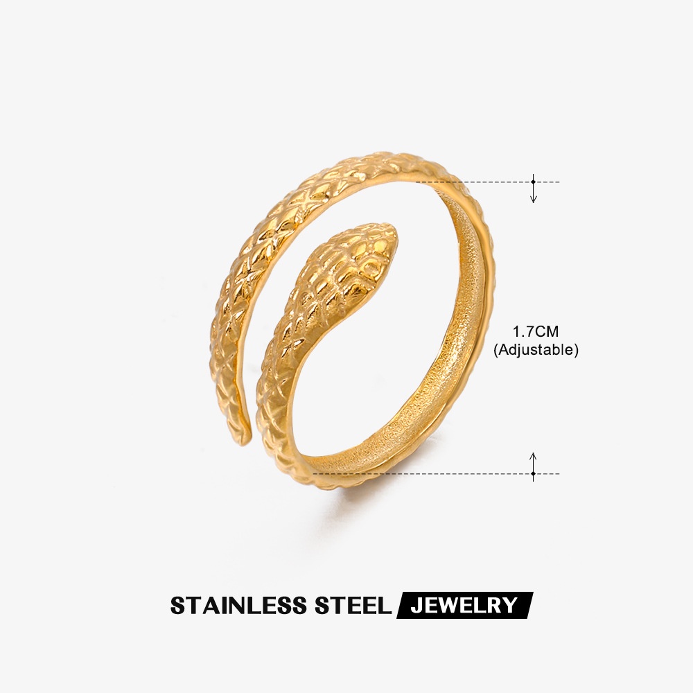 New Stainless Steel Snake-Shaped Ring Fashionable Opening Adjustable ...