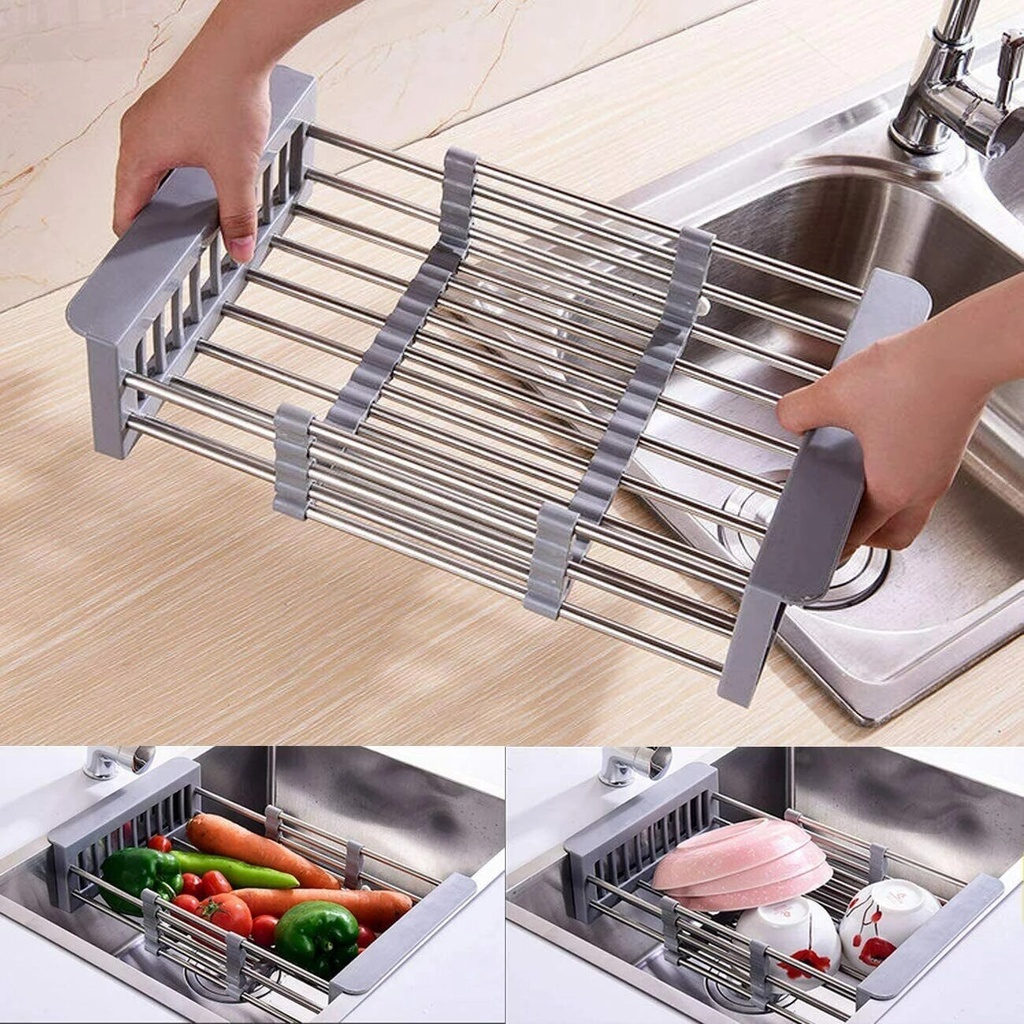Retractable Sink Water Filter Rack Drain Basket Stainless Steel Kitchen ...