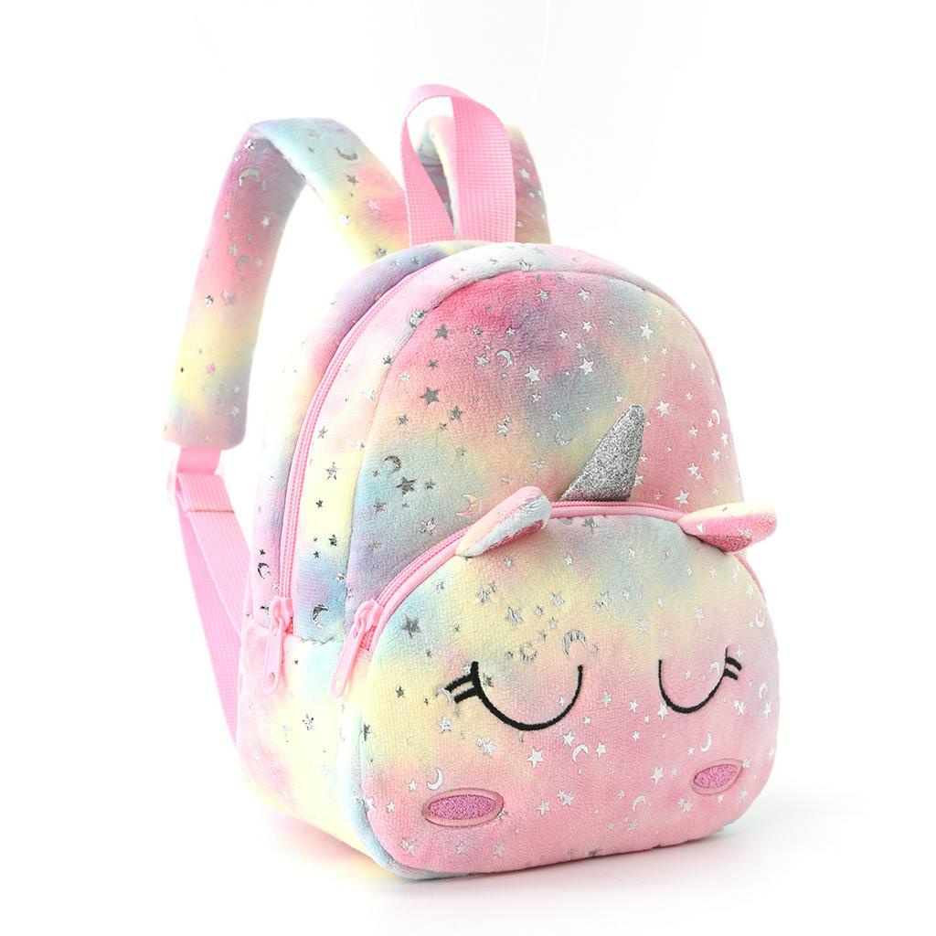 1 Piece Children Cute Plush Unicorn Star Moon Print Backpack Suitable ...