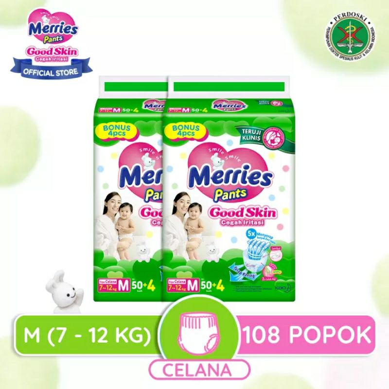 Merries Pants "Good Skin" Baby Nappy Size M (50 + 4 pc) | Shopee ...