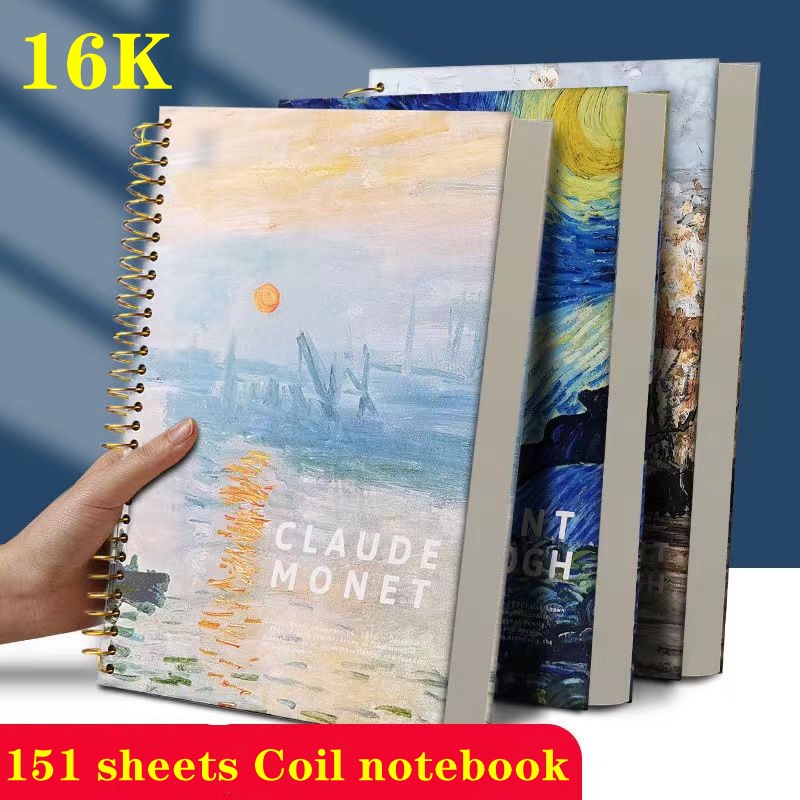 16k Van Gogh Hardbound Spiral Thick Big Notebook Sheets 151 Watercolor ...