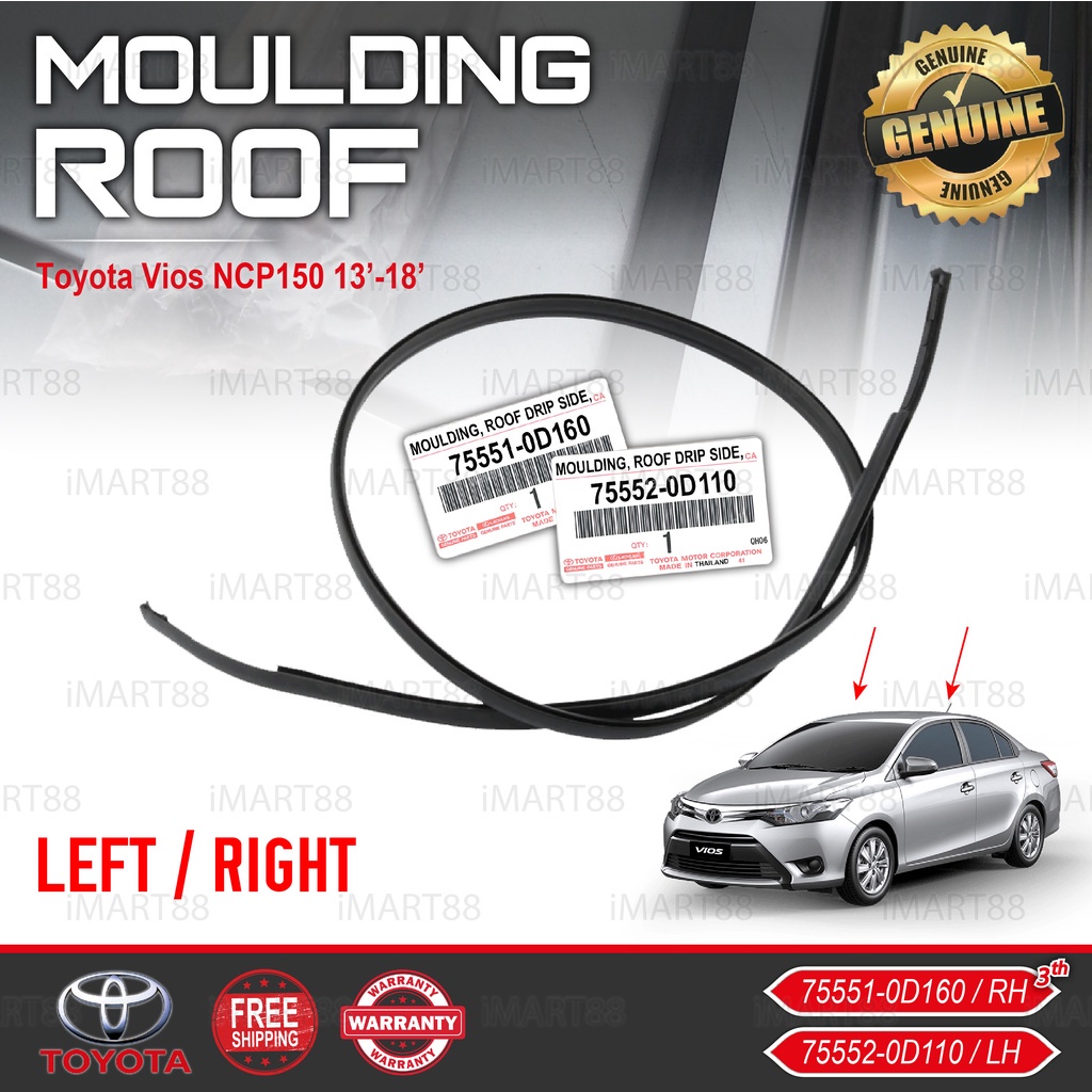 Toyota Vios NCP42 NCP93 NCP150 ROOF MOULDING LINING RUBBER OUTER STRIP ...