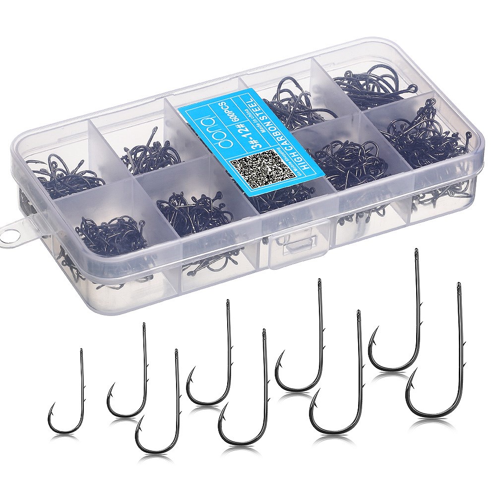 100/200/300pcs Barbed Fishing Hooks 3#-12# Carp Single Fishihook Set ...