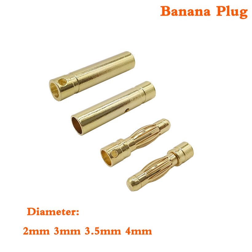 5/2/1Pair Banana Connector 2mm 3mm 3.5mm 4mm Gold-plated Male & Female ...