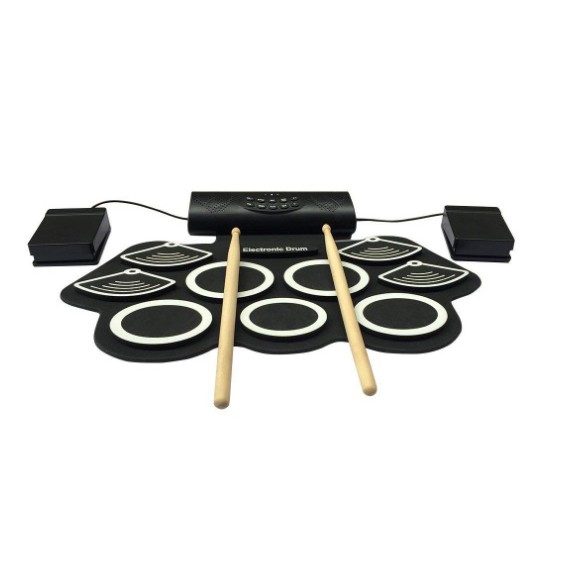 Portable Electronic Foldable Drum Set Roll-Up Drum Kit 9 Electric Drum ...