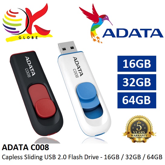 ADATA C008 CAPLESS SLIDING USB FLASH DRIVE USB 2.0 PENDRIVE THUMBDRIVE ...
